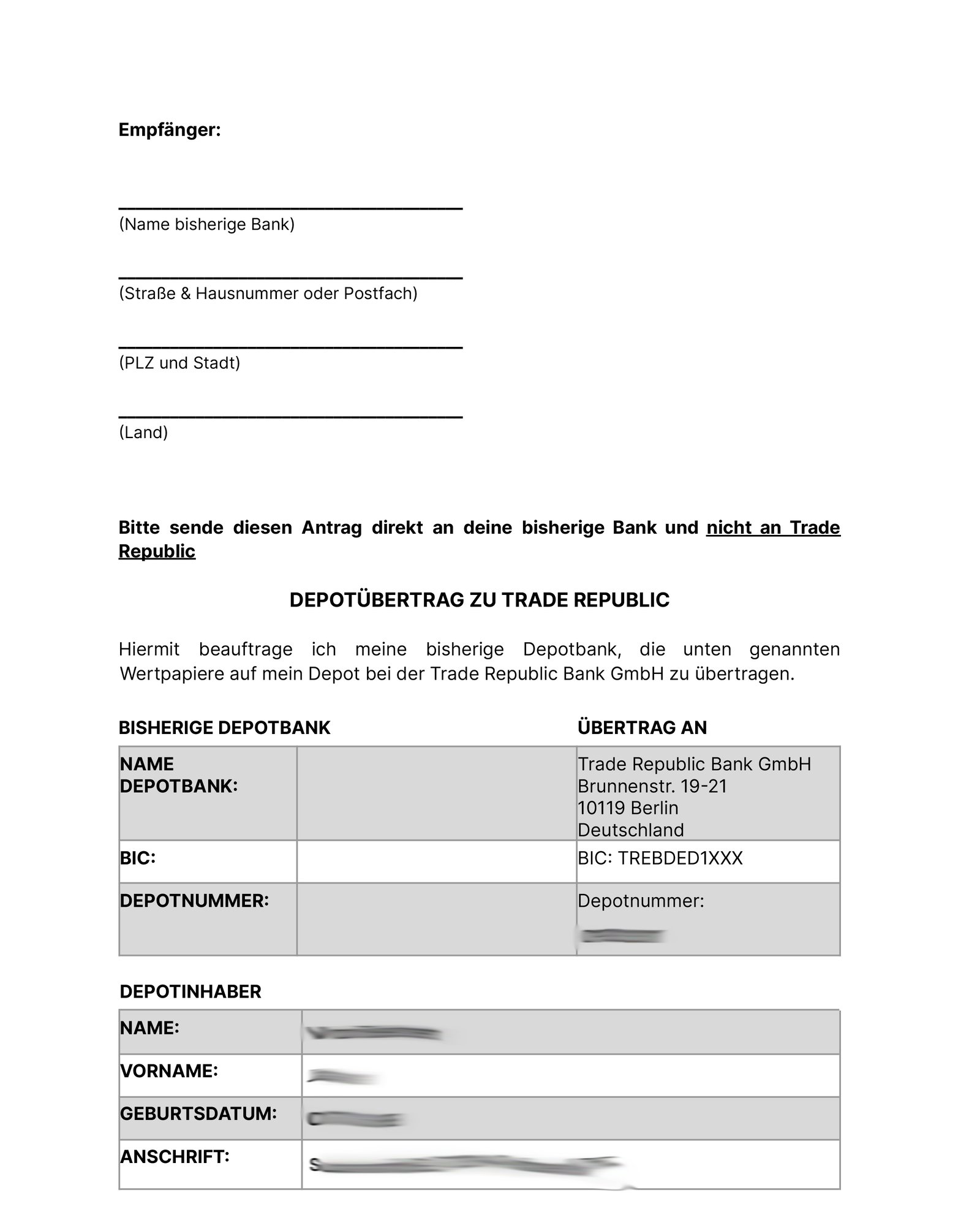 Trade Republic Depotübertrag: So einfach geht der Wechsel | Zendepot.de